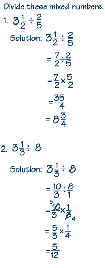 Fractions Dividing Mixed Numbers Examples